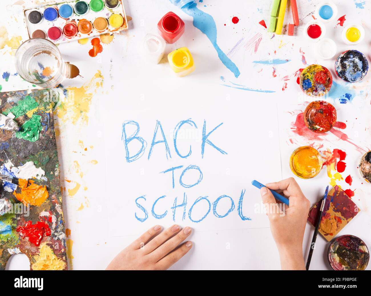 Creative concept with Back to school theme Stock Photo - Alamy