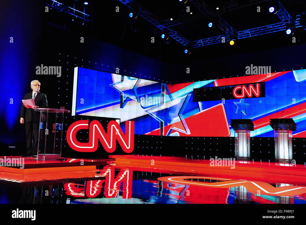 Las Vegas, Nevada, USA. 15th Dec, 2015. CNN host Wolf Blitzer begins ...