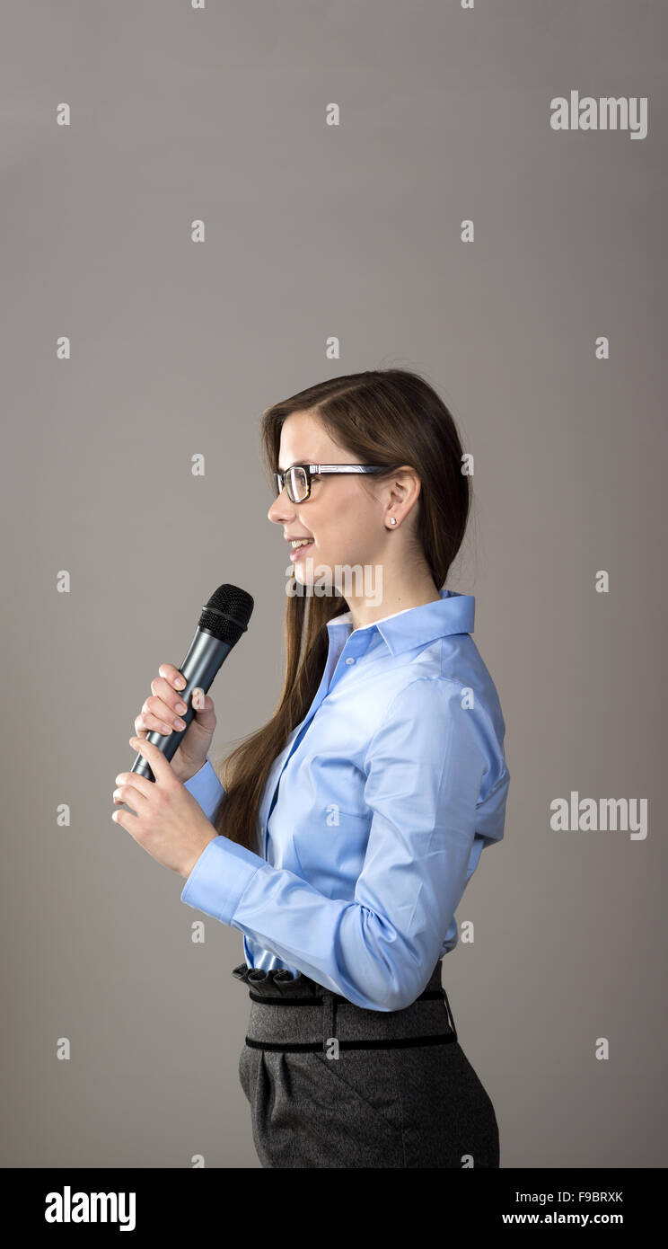 Business woman presenter talking hi-res stock photography and images ...