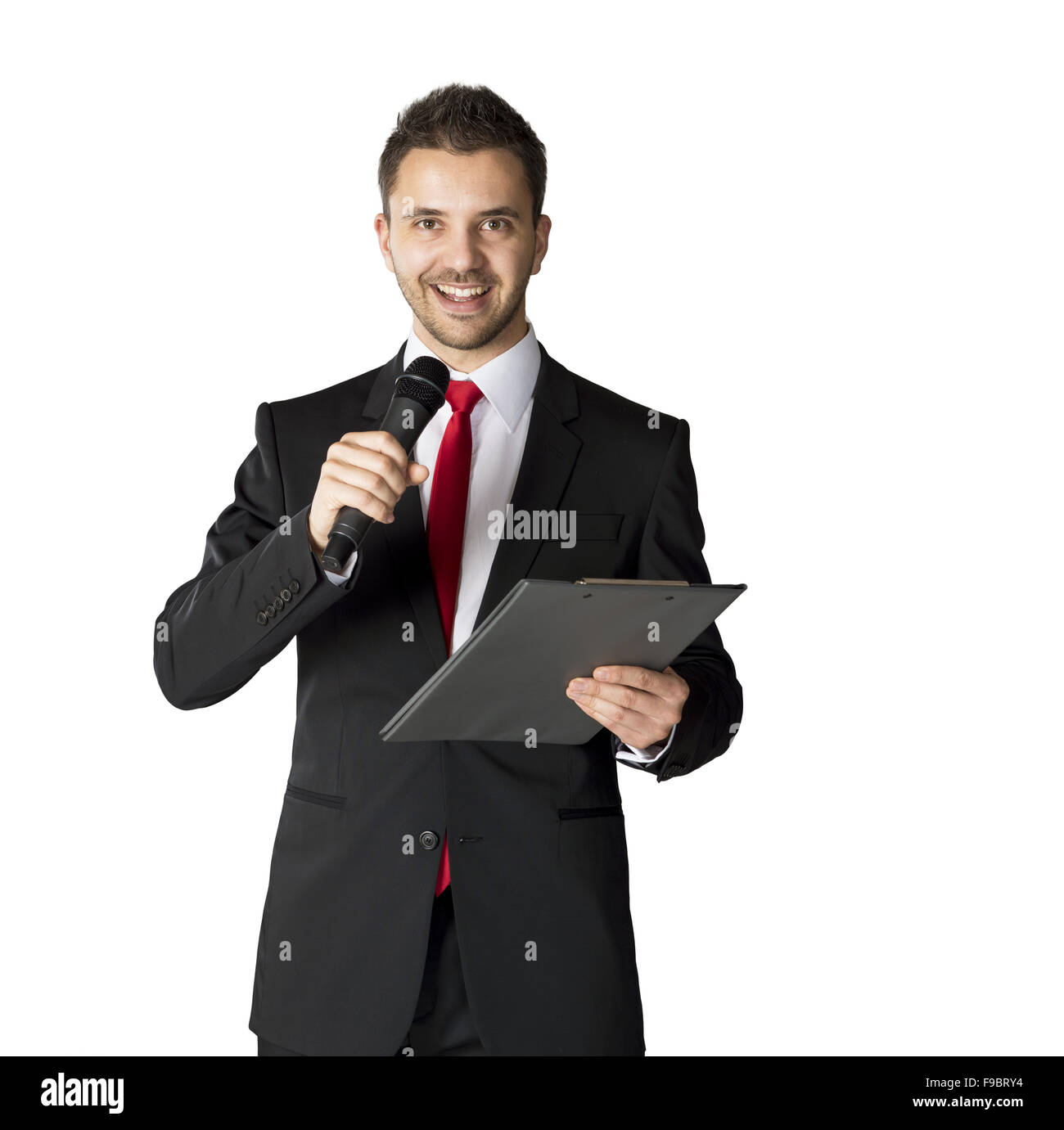 Handsome businessman is speaking on conference in hotel Stock Photo - Alamy
