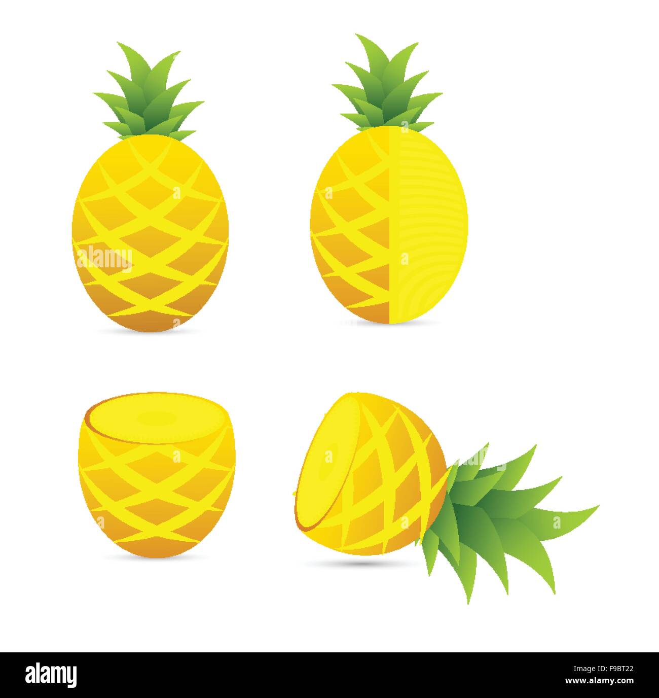Natural tropical pineapple set Stock Vector Images - Alamy