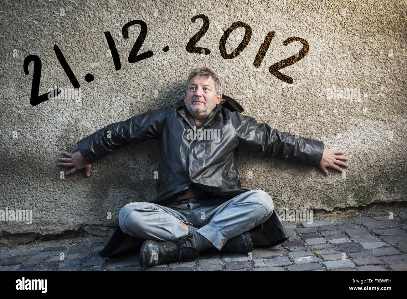 Man is waiting for end of the world Stock Photo - Alamy