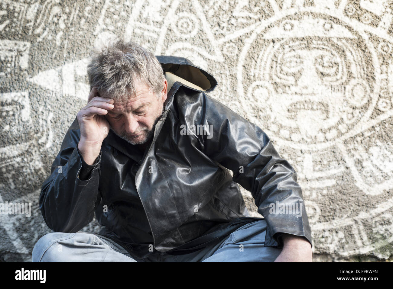 Man is waiting for end of the world Stock Photo - Alamy