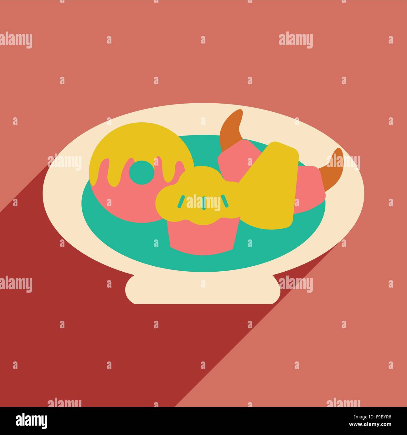 Flat with shadow icon and mobile application baking cookies Stock ...