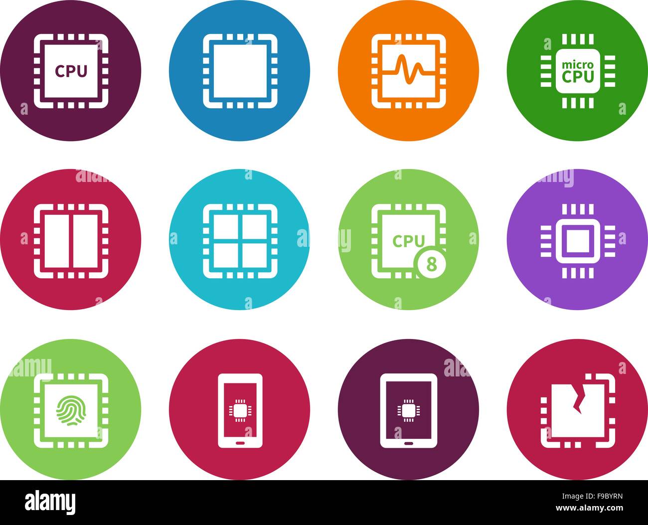 Modern CPU circle icons on white background Stock Vector Image & Art ...