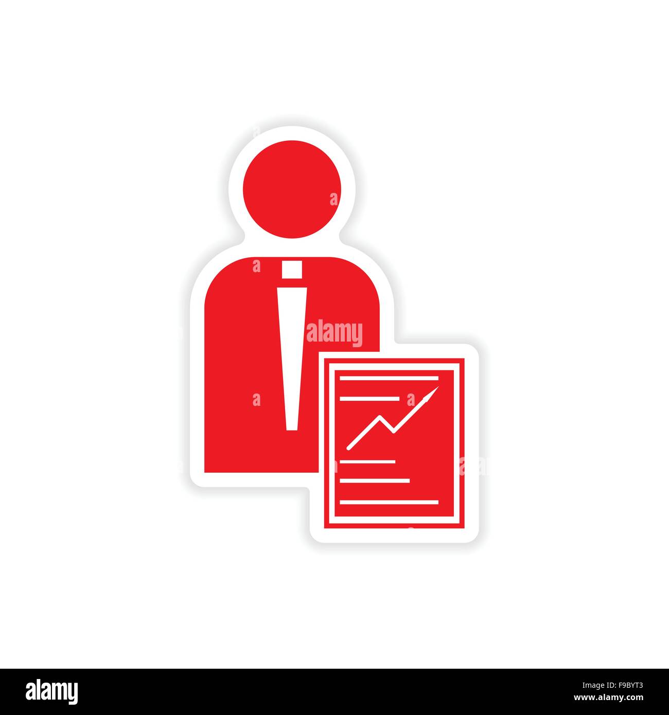 stylish sticker on paper businessman and economic report Stock Vector ...