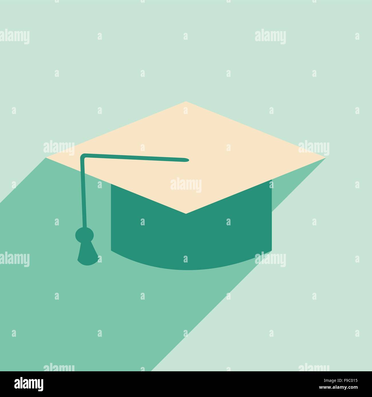 Flat with shadow icon and mobile application graduation cap Stock ...