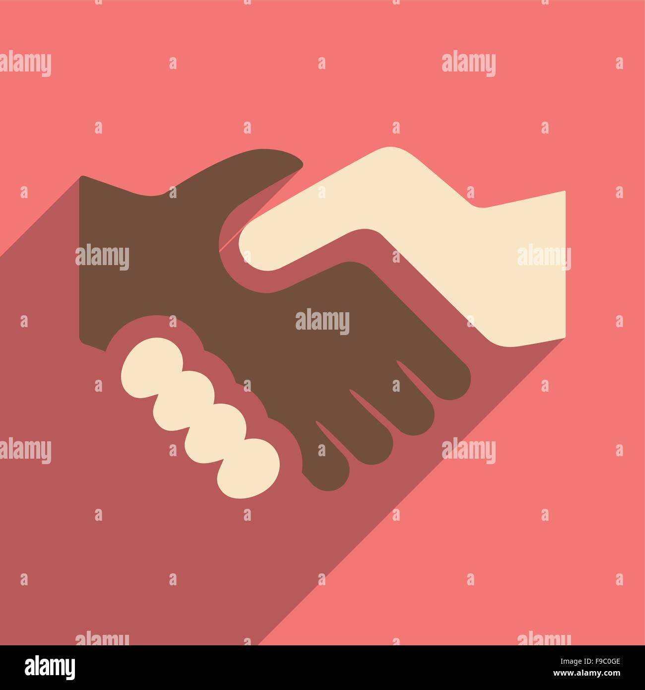 Flat with shadow icon and mobile application handshake Stock Vector ...