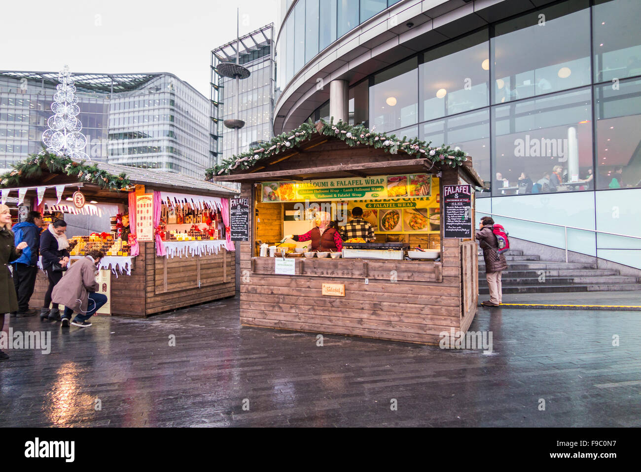 Stall selling falafel at London Bridge City Christmas Market, Southwark ...