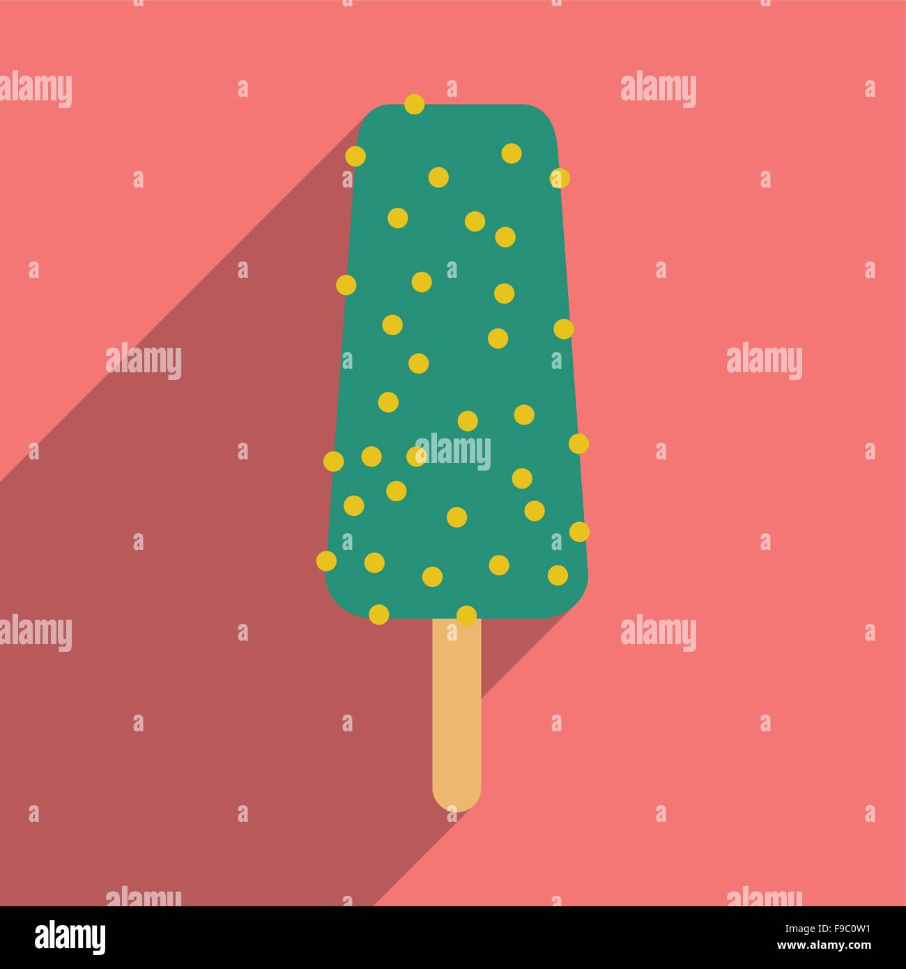 Flat with shadow icon and mobile application ice cream in glaze Stock ...