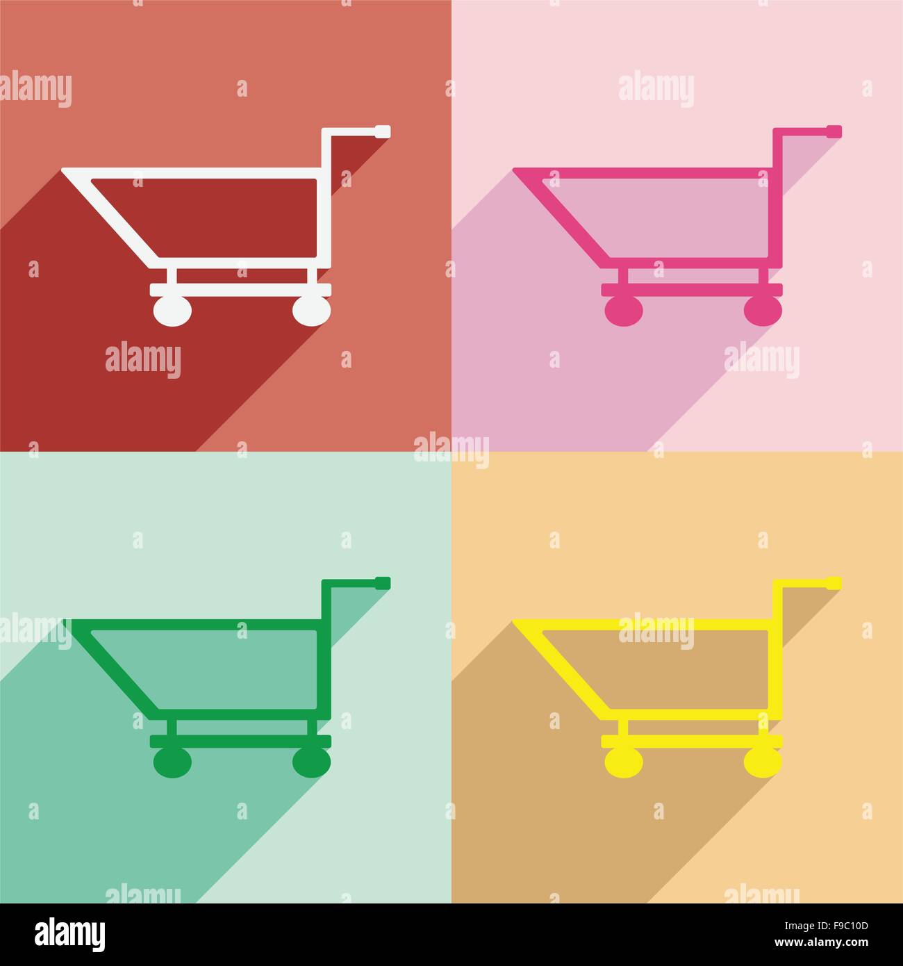Flat with shadow concept and mobile application cart Stock Vector Image ...