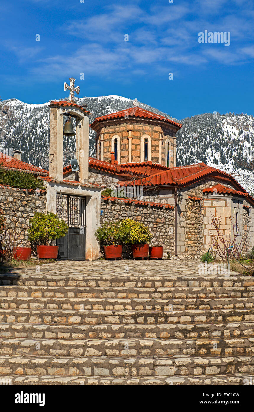 Typical Christian orthodox monastery at the foot of Giona mountain in ...