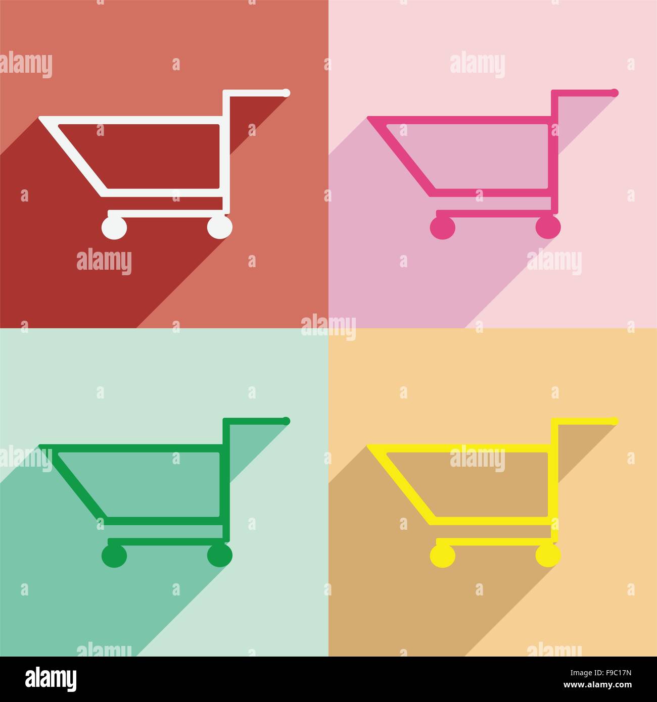 Flat with shadow concept and mobile application cart Stock Vector Image ...