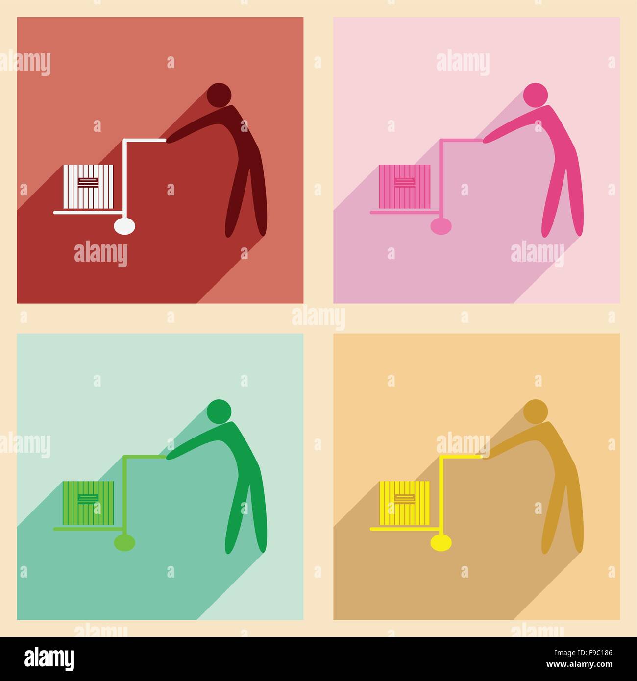 Flat with shadow concept and mobile application cargo truck loader ...