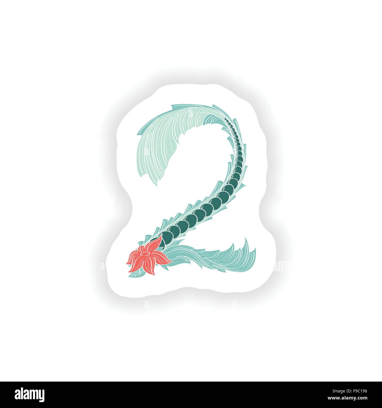 stiker Abstract number 2 logo icon in Blue tropical style Stock Vector ...