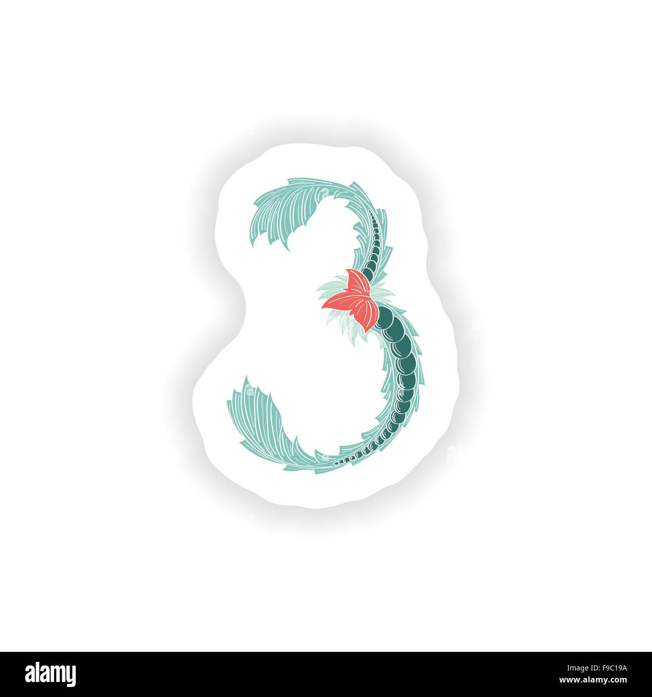 stiker Abstract number 3 logo icon in Blue tropical style Stock Vector ...