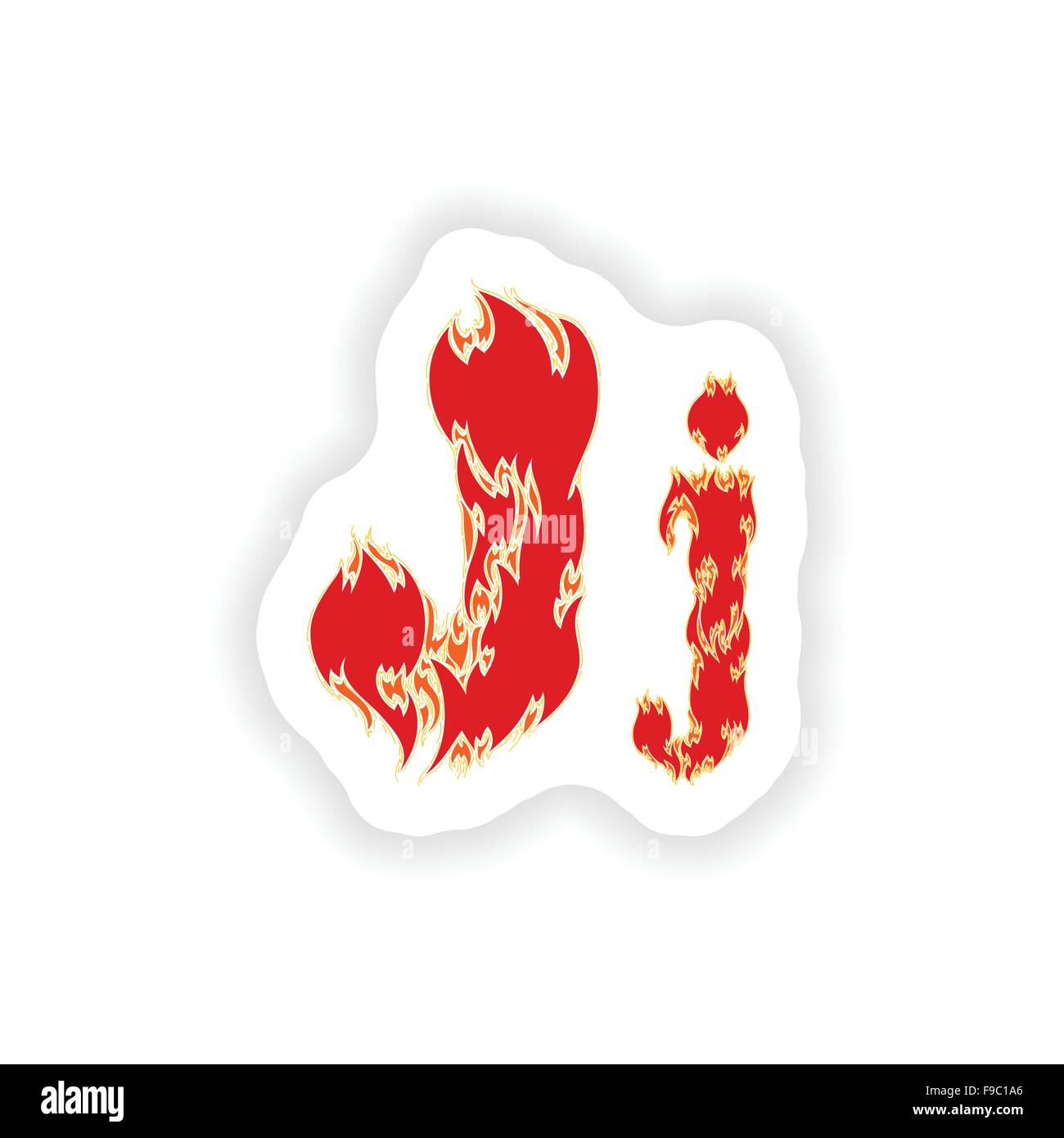 sticker fiery font red letter J on white background Stock Vector Image ...
