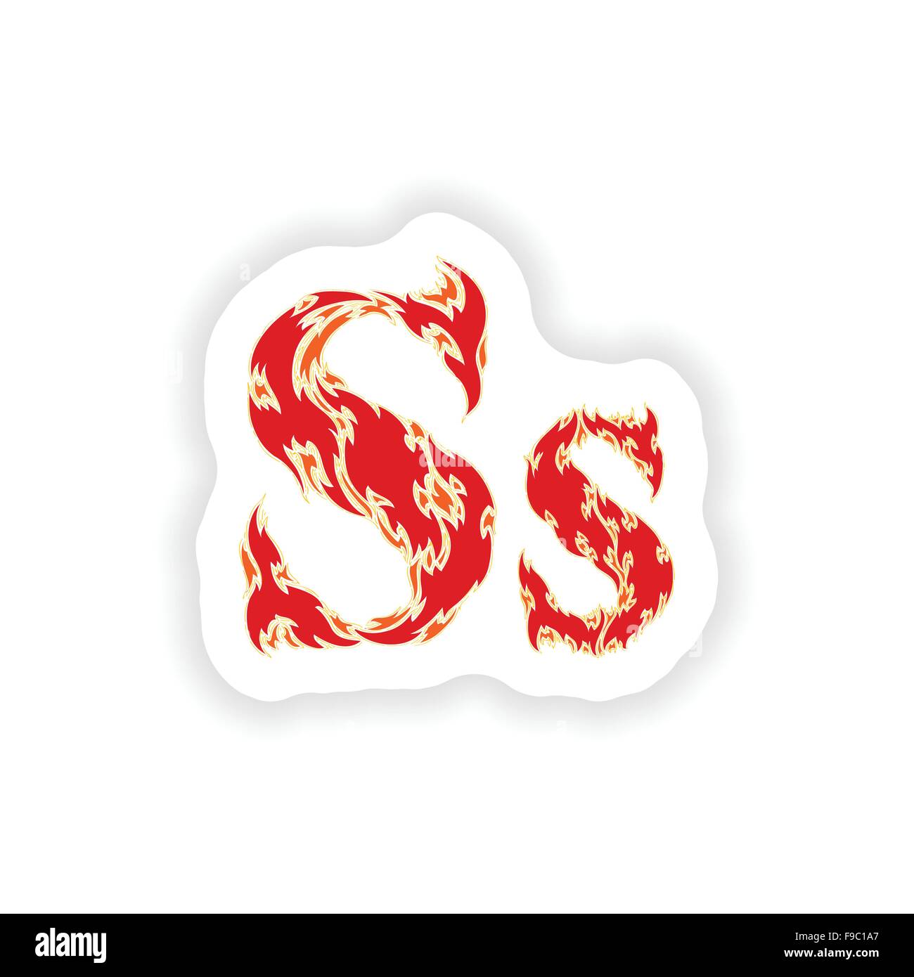 sticker fiery font red letter S on white background Stock Vector Image ...