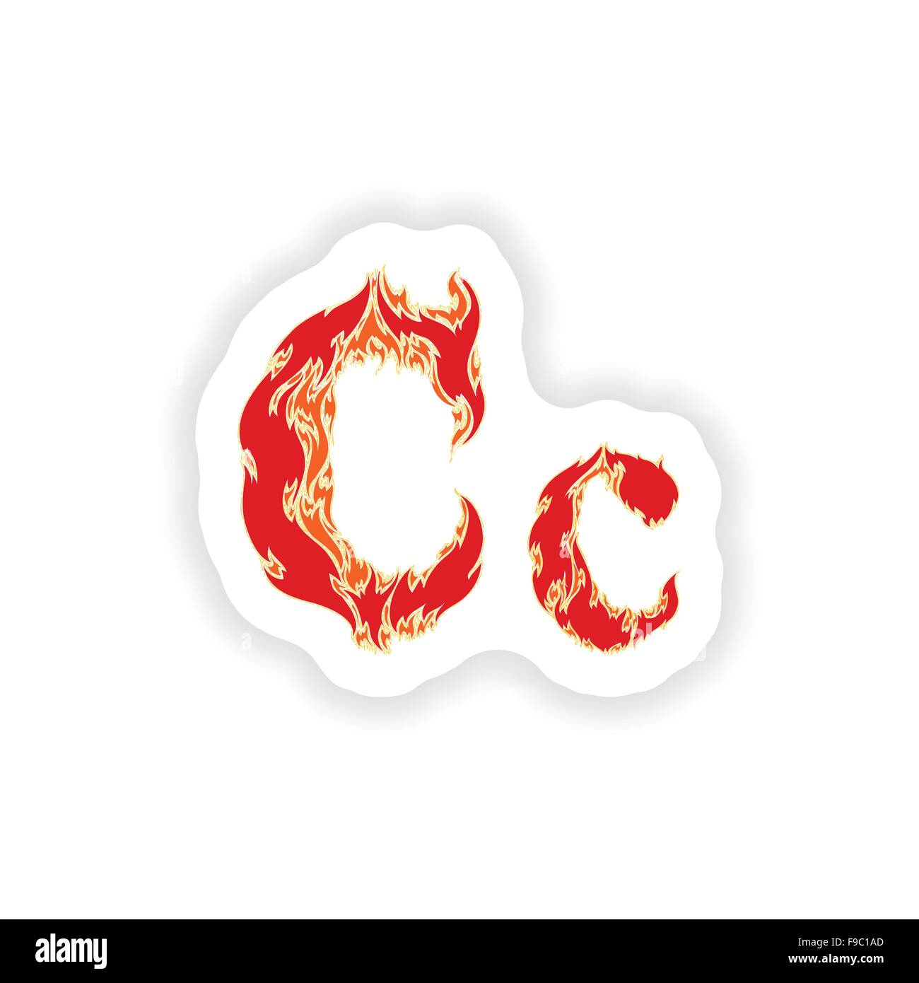 sticker fiery font red letter C on white background Stock Vector Image ...