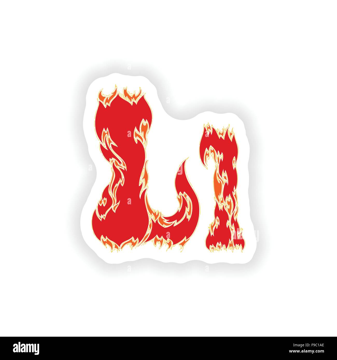 sticker fiery font red letter L on white background Stock Vector Image ...
