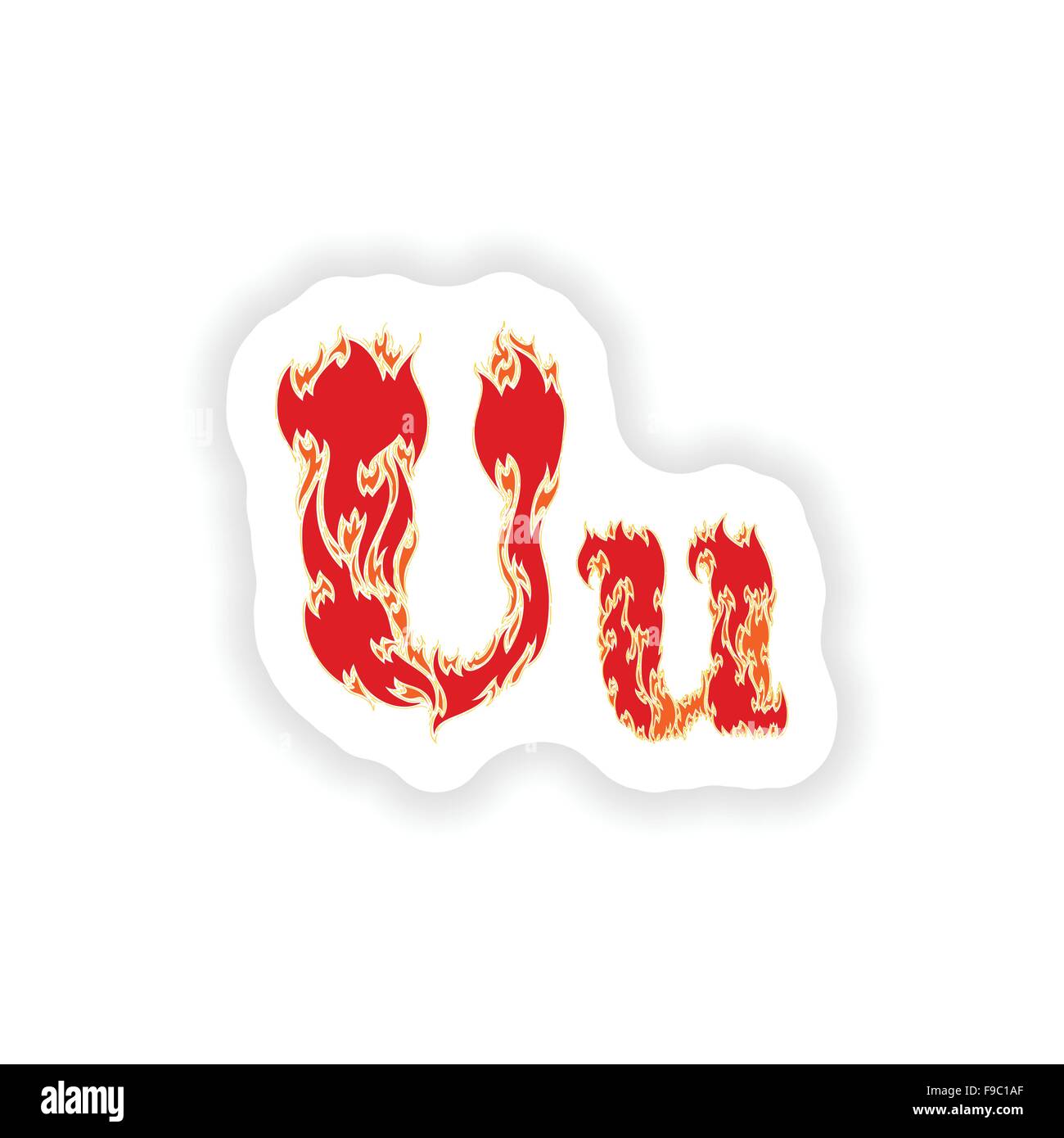 sticker fiery font red letter U on white background Stock Vector Image ...
