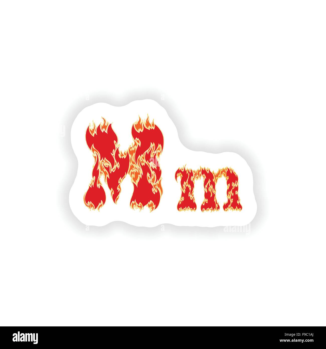sticker fiery font red letter M on white background Stock Vector Image ...