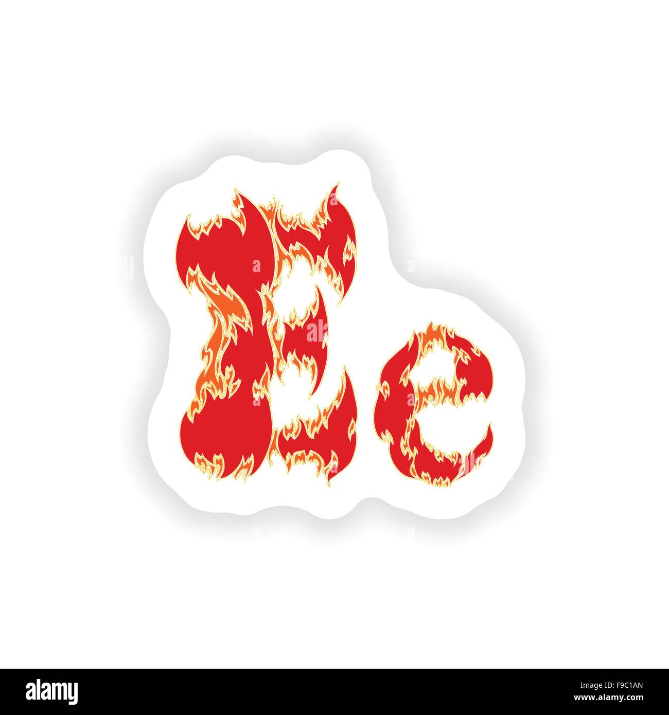 sticker fiery font red letter E on white background Stock Vector Image ...
