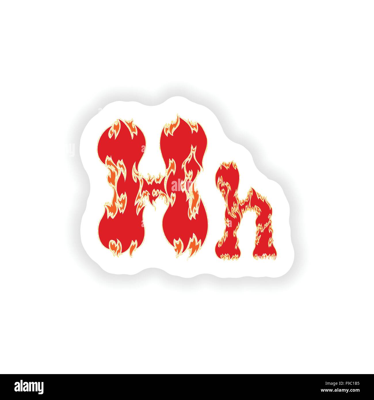 sticker fiery font red letter H on white background Stock Vector Image ...