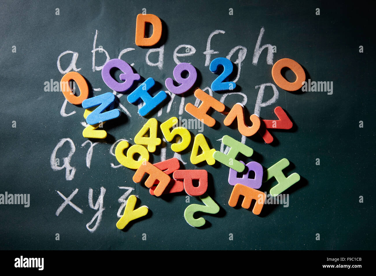 colorful alphabet on the blackboard Stock Photo - Alamy