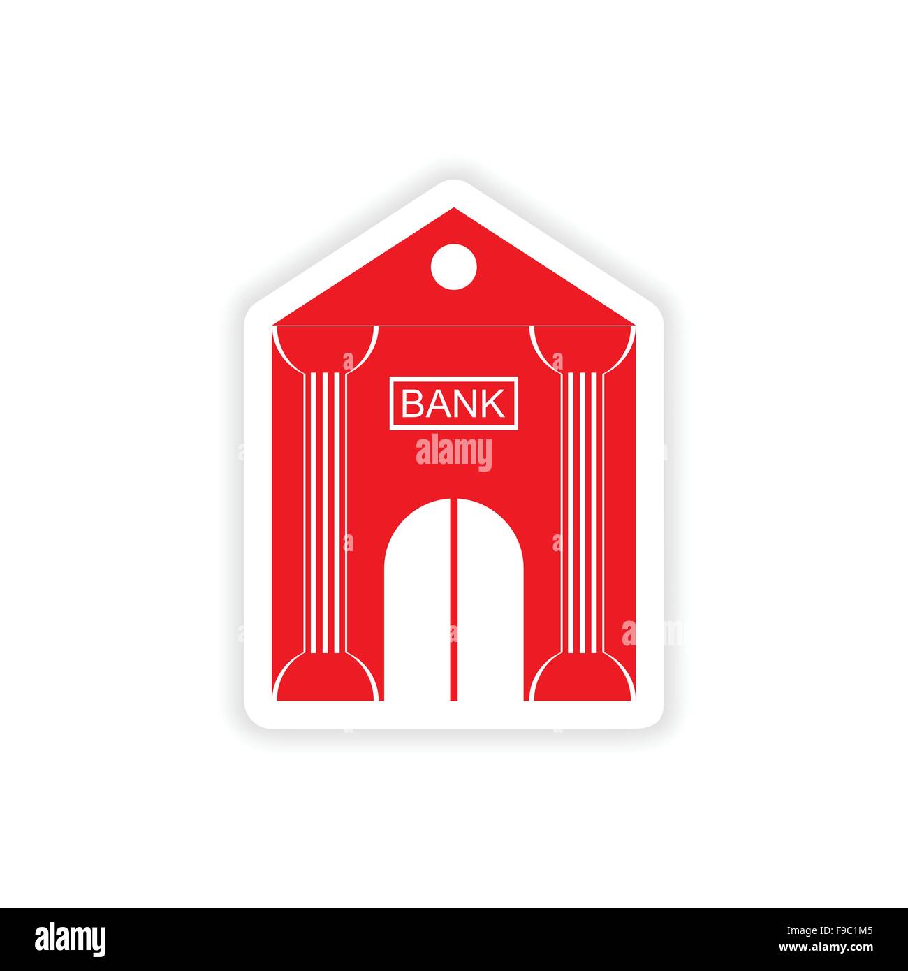 stylish sticker on paper bank building on a white background Stock ...