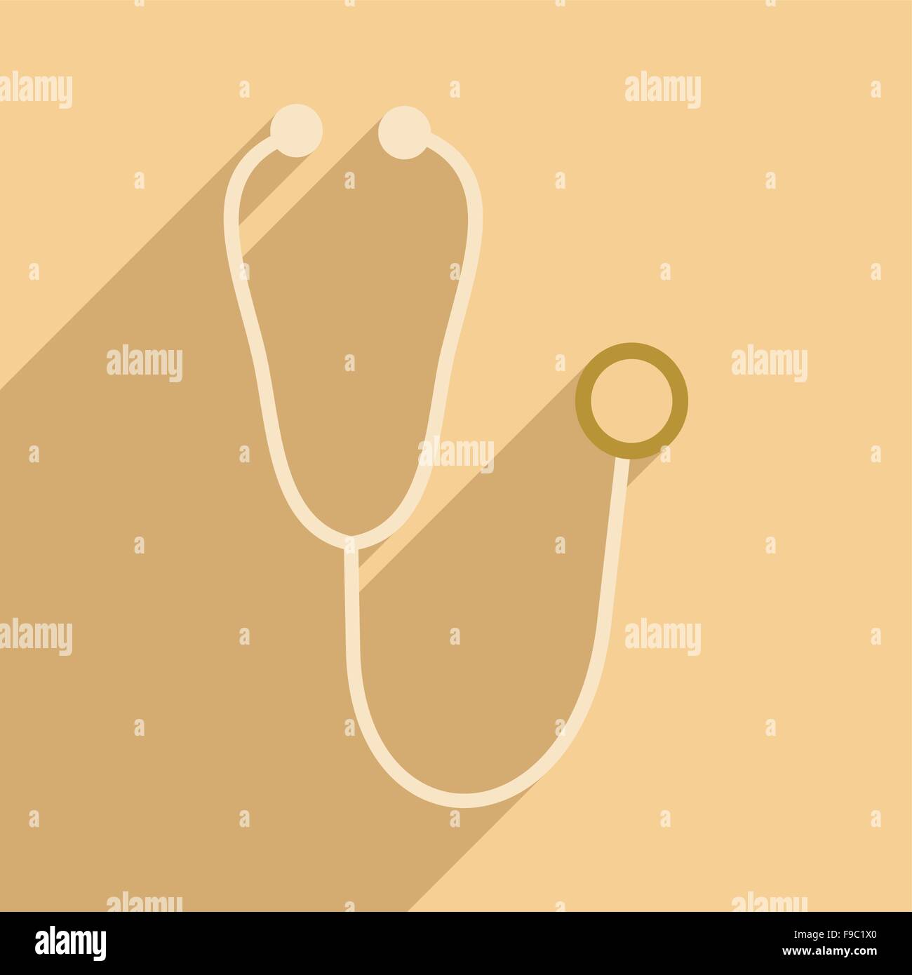 Flat with shadow icon and mobile application stethoscope Stock Vector ...