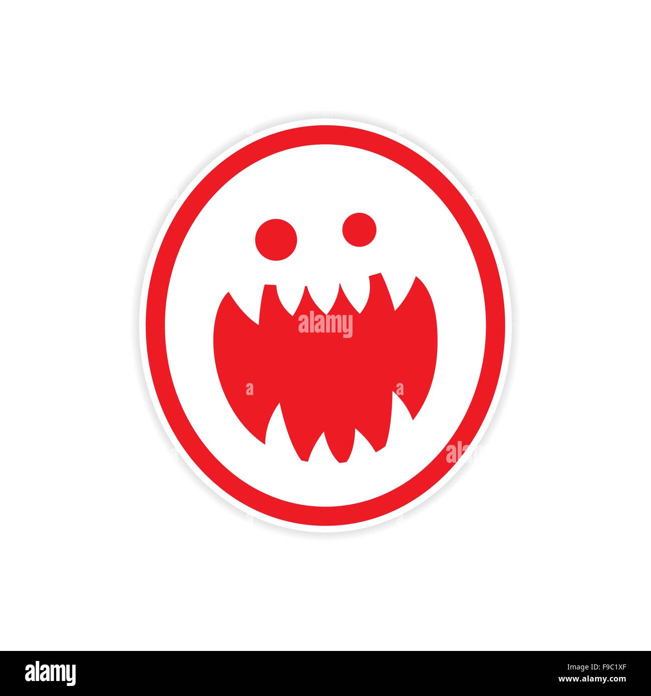 Sticker bright monster with sharp teeth on a white background Stock ...
