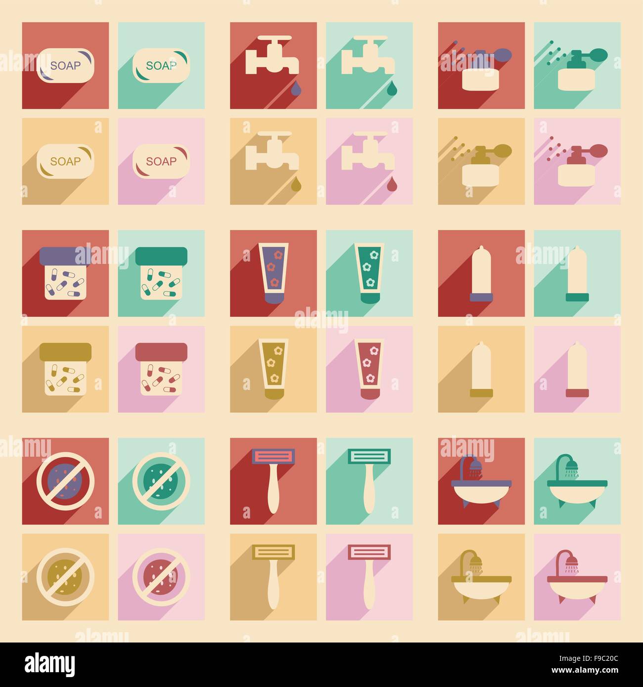 Flat with shadow concept and mobile application body care Stock Vector ...