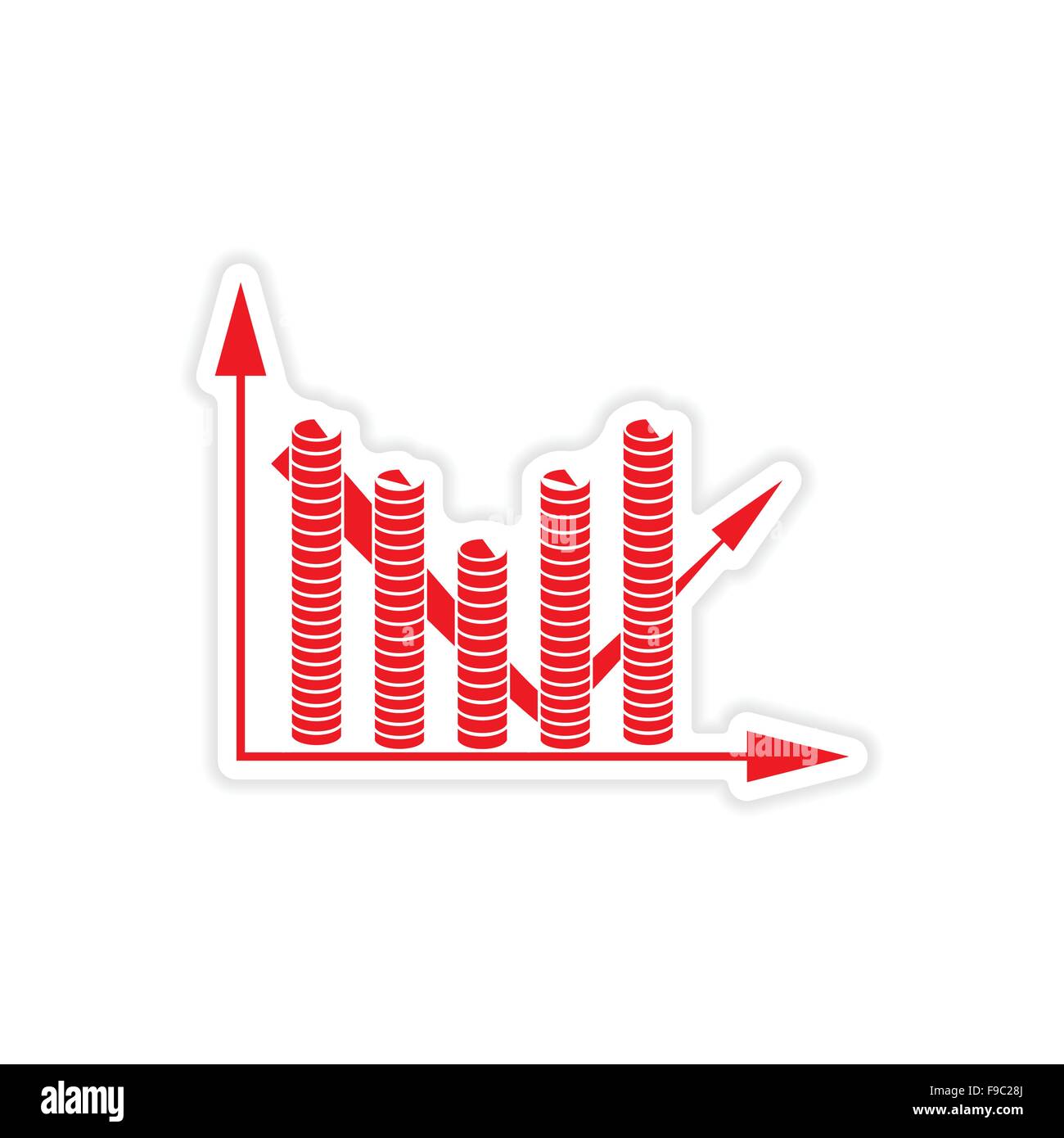 stylish sticker on paper chart and coins Stock Vector Image & Art - Alamy