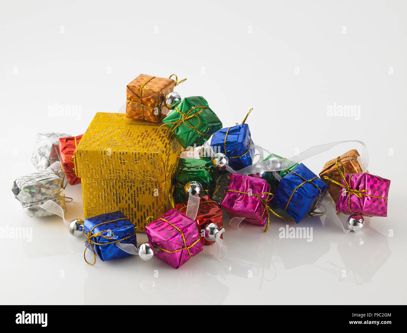 colorful christmas boxes and present Stock Photo - Alamy