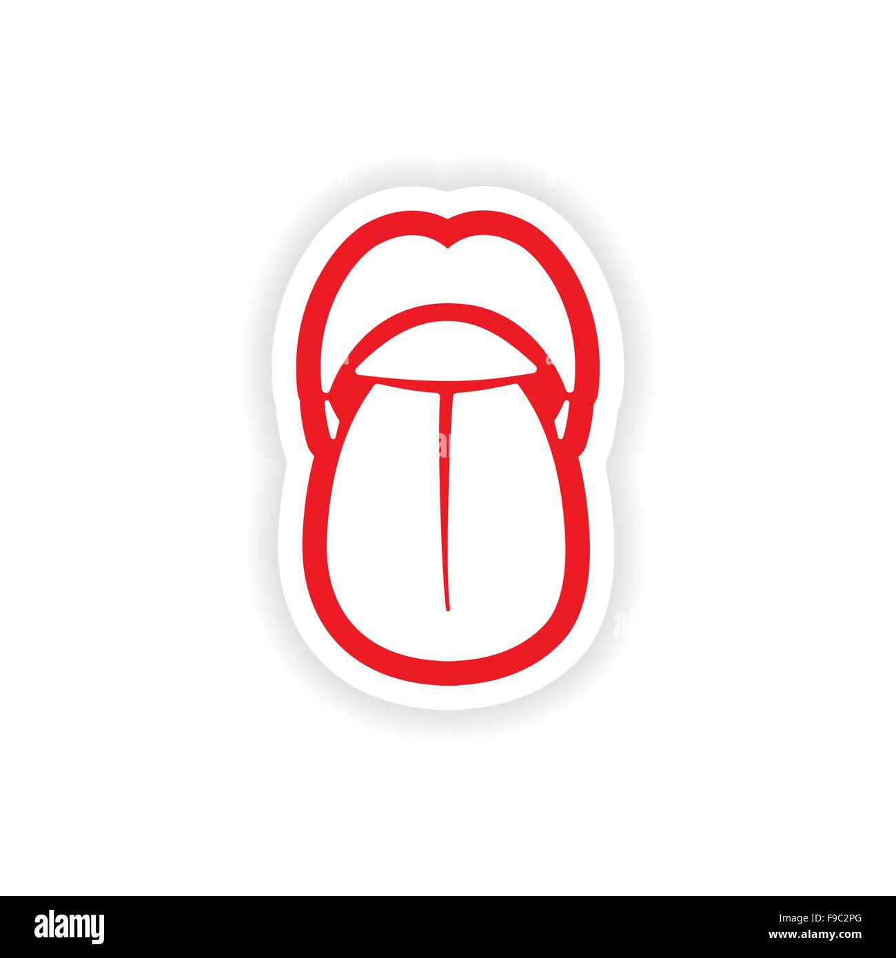 paper sticker on white background mouth and tongue Stock Vector Image ...