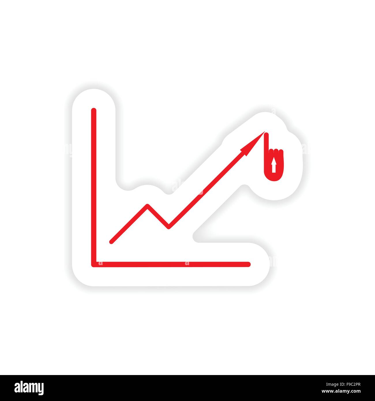 stylish sticker on paper Economic graph on a white background Stock ...