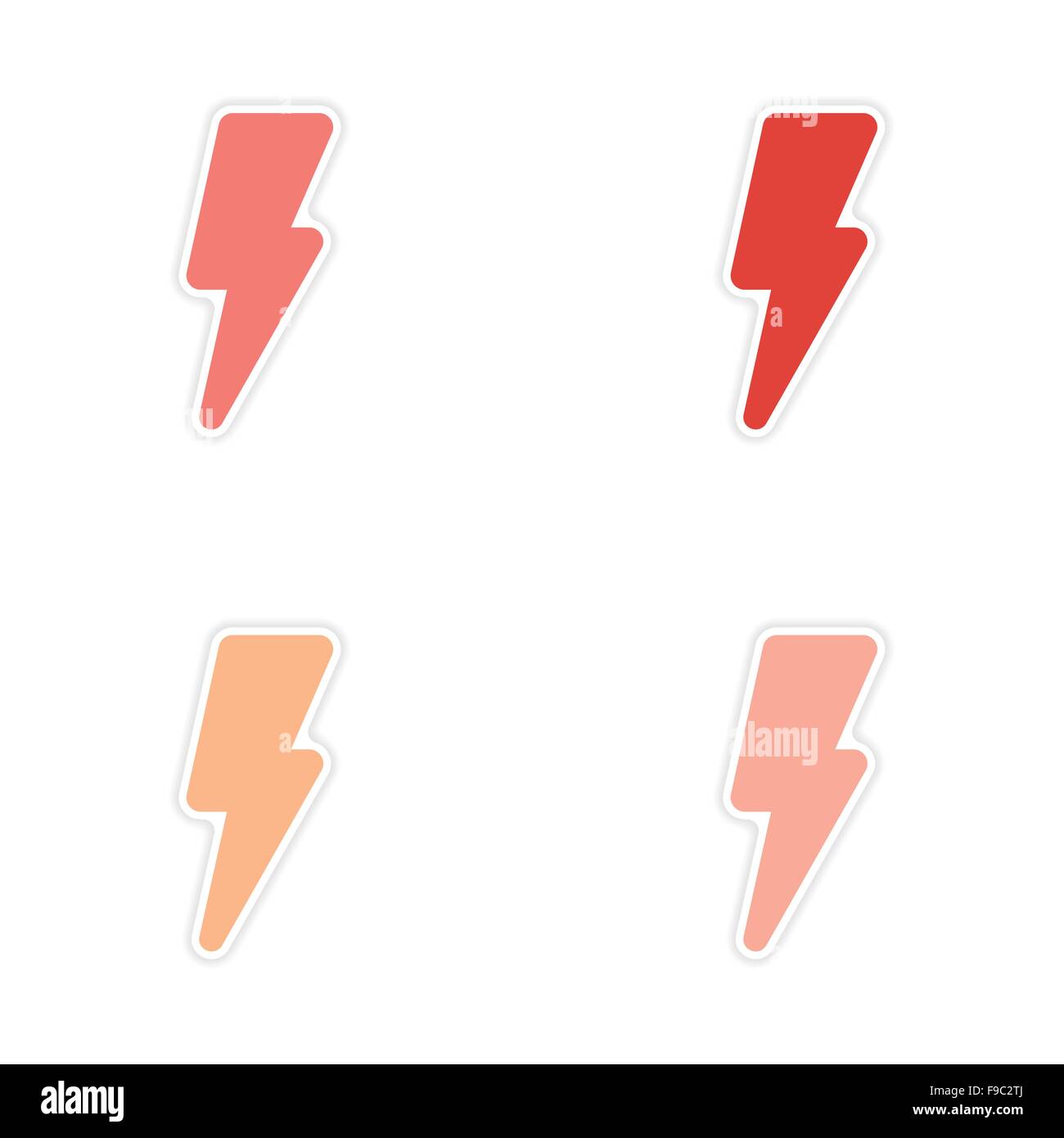 assembly realistic sticker design on paper lightning bolt icon Stock ...