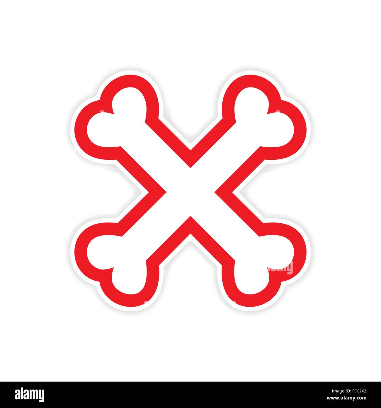 sticker cross bones stacked on a white background Stock Vector Image ...
