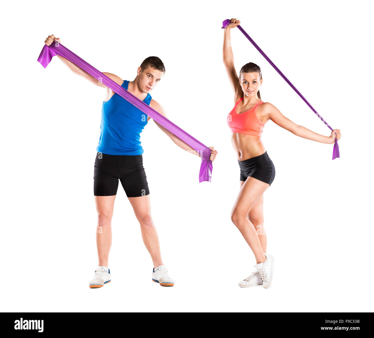 Resistance band workout isolated Cut Out Stock Images & Pictures - Alamy