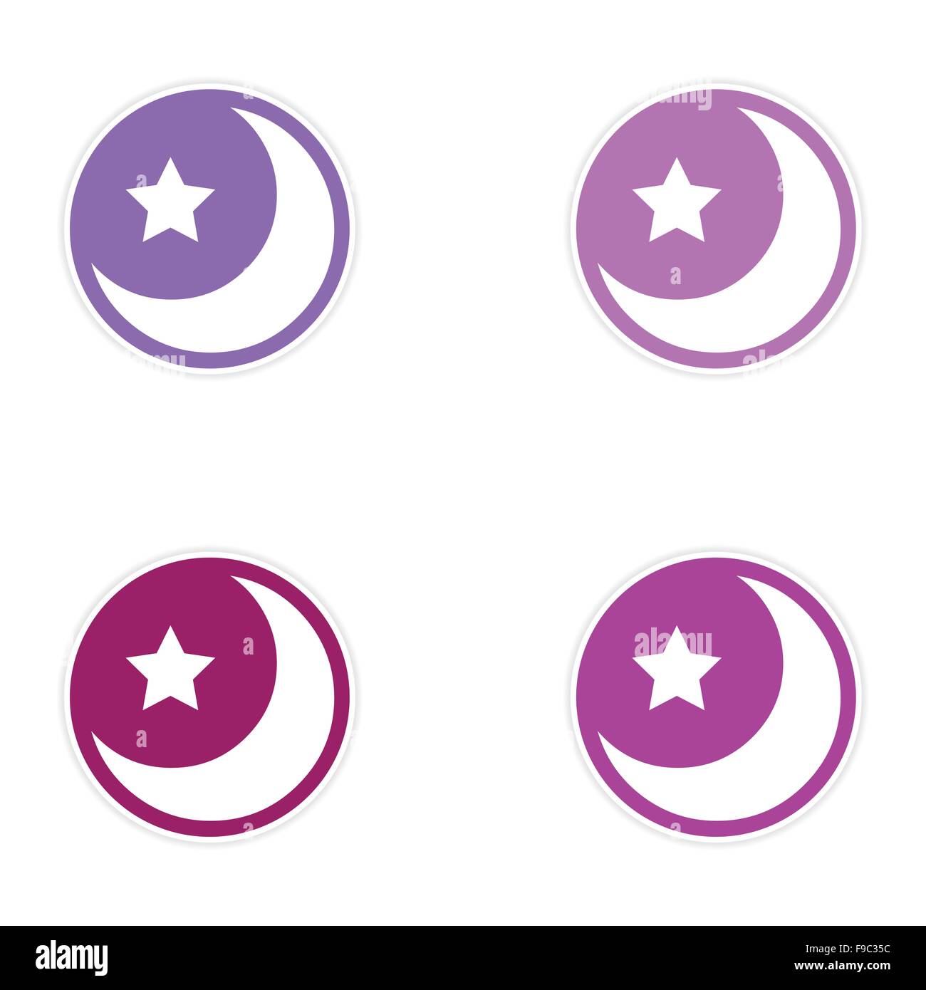 assembly sticker logo moon and star on a white background Stock Vector ...
