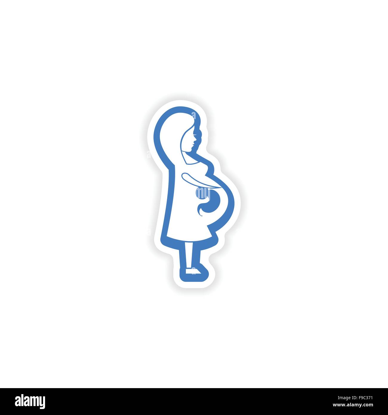 paper sticker on white background pregnant Girl Stock Vector Image ...
