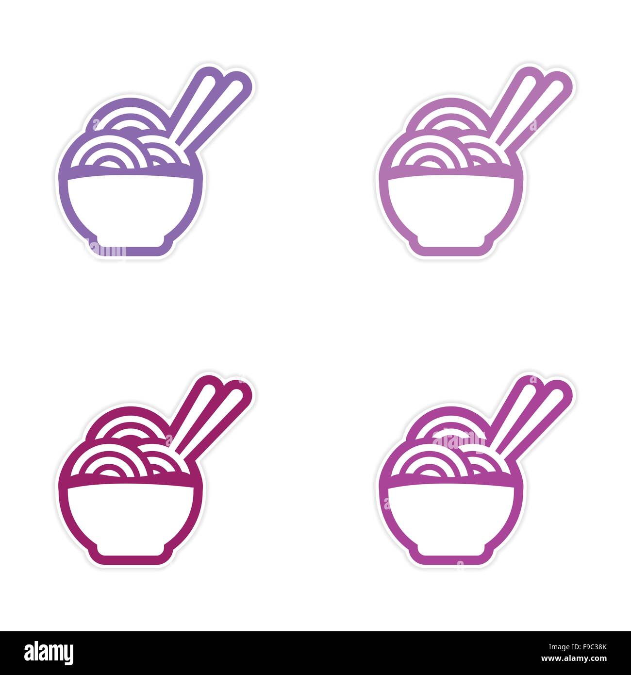 assembly sticker Asian dish of noodles and chopsticks Stock Vector ...