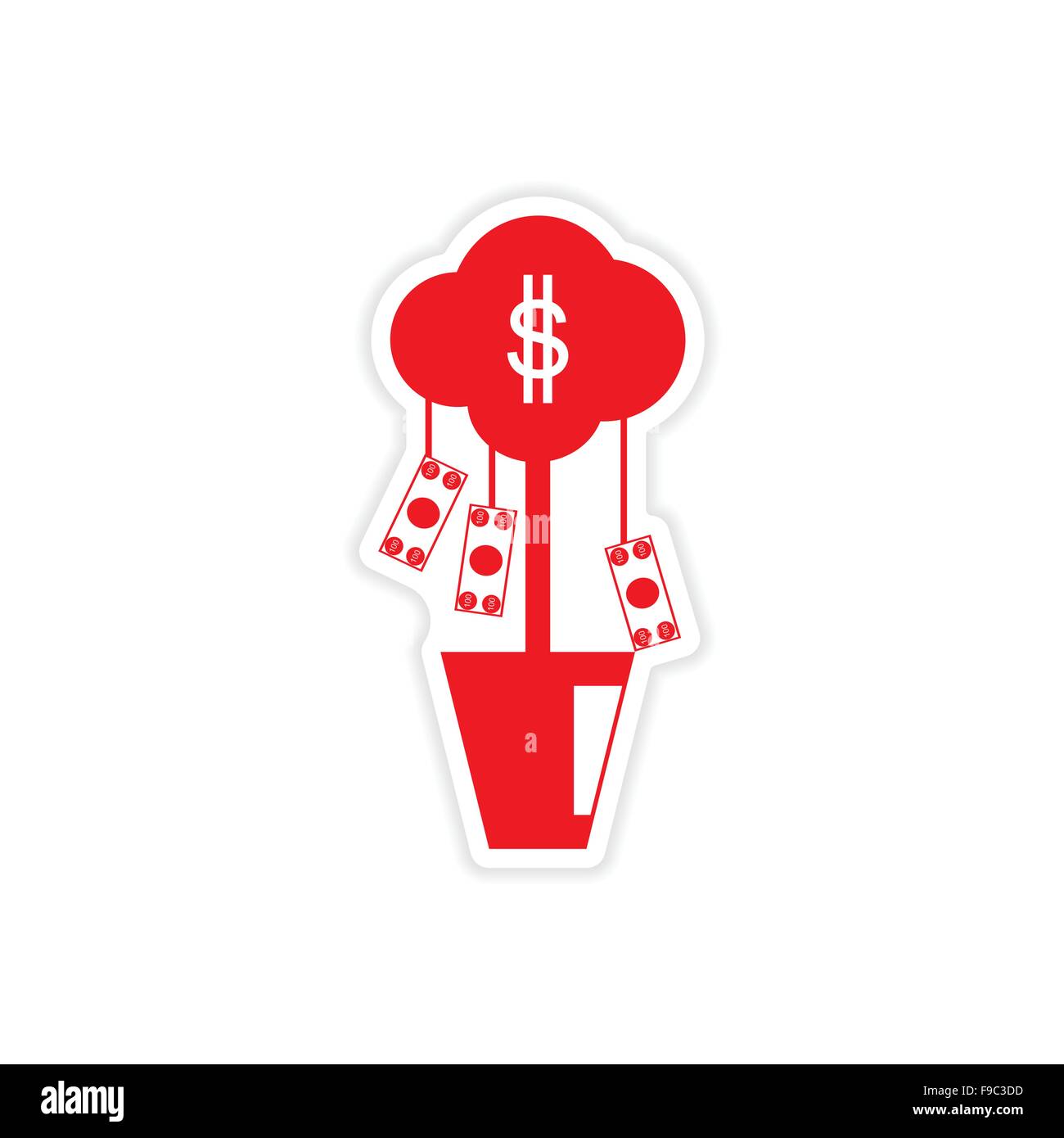 stylish sticker on paper money tree and dollars Stock Vector Image ...