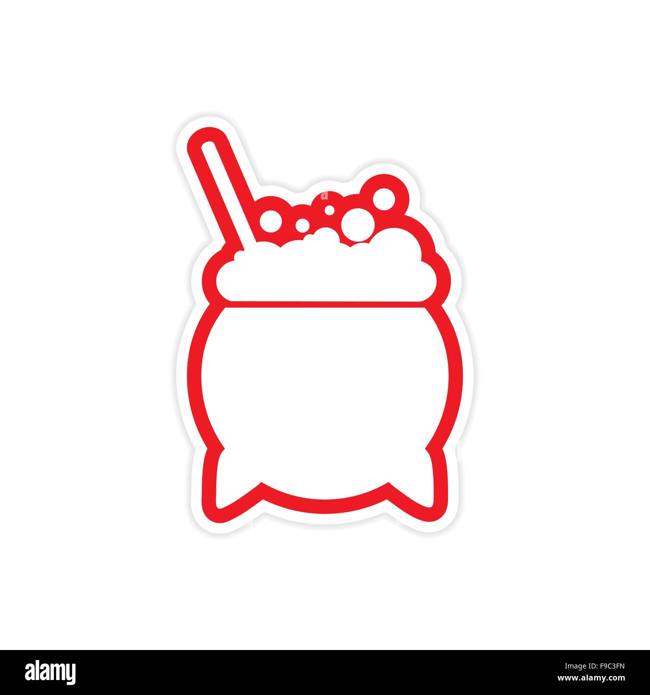 sticker pot of boiling potion on a white background Stock Vector Image ...