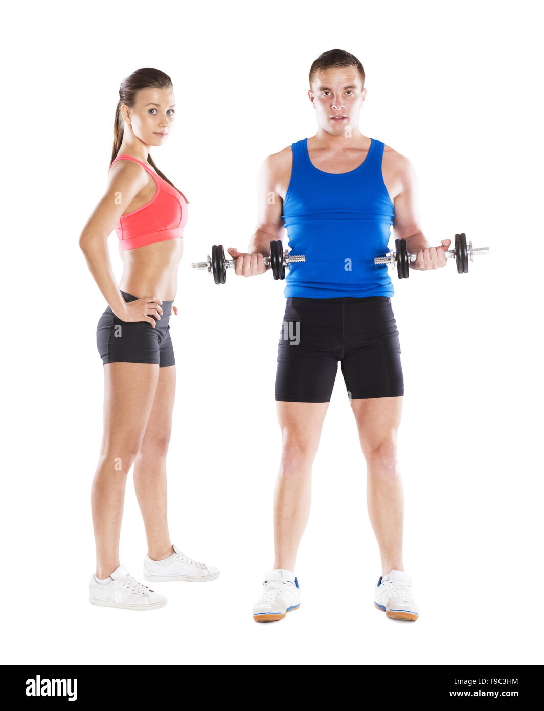 Athletic man and woman before fitness exercise Stock Photo - Alamy