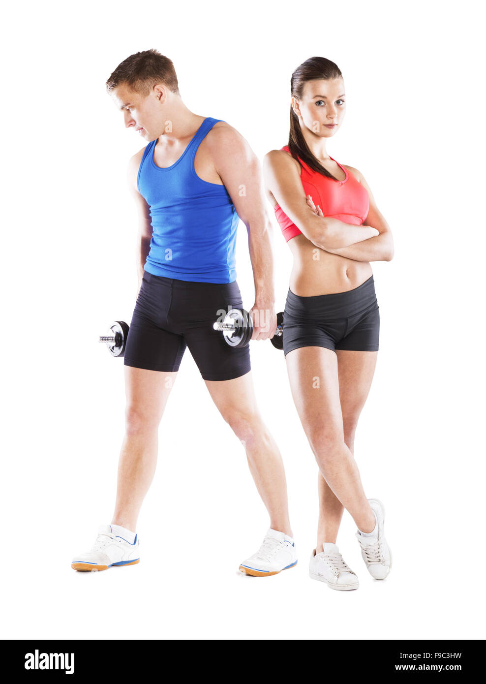 Athletic man and woman before fitness exercise Stock Photo - Alamy