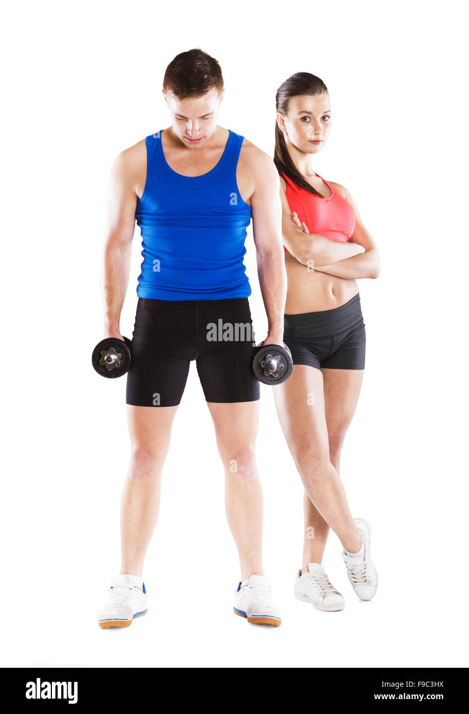 Athletic man and woman before fitness exercise Stock Photo - Alamy