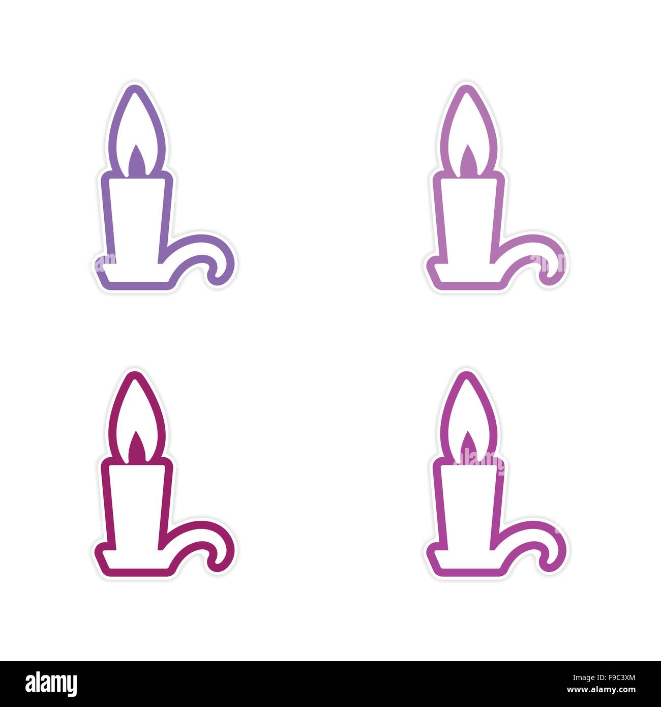 assembly sticker bright burning candle on a white background Stock ...
