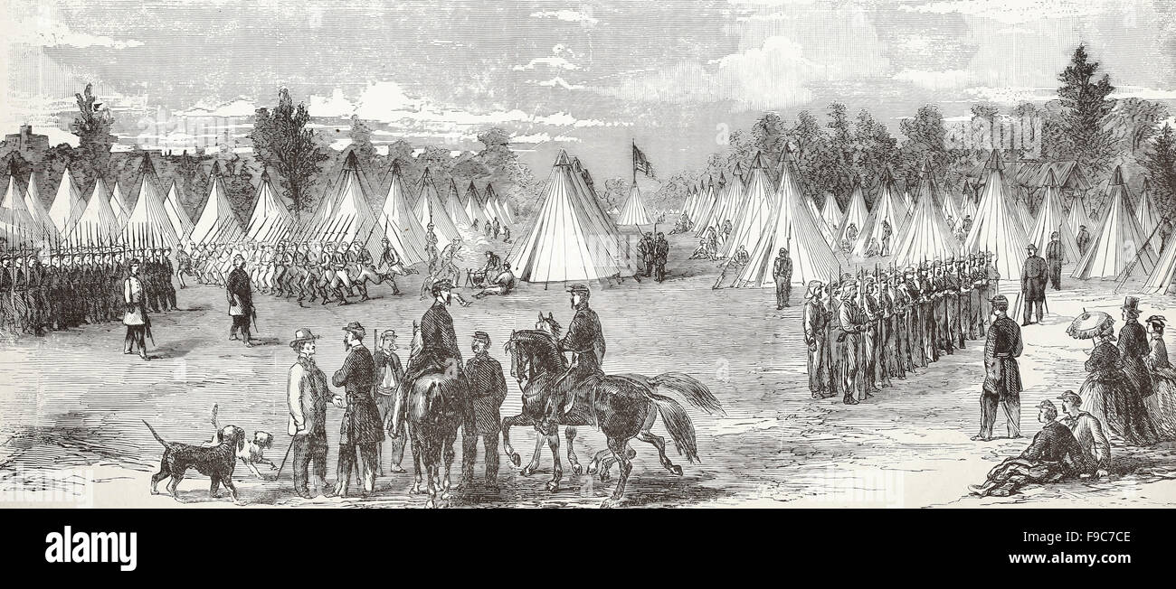 Encampment of Colonel Ellsworth's New York Fire Zouaves on the Heights ...